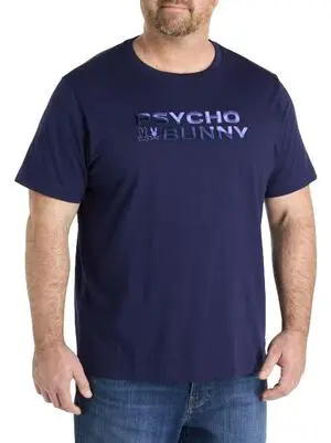 Psycho Bunny Big & Tall Berni Wordmark Graphic Tee - Evening Blue