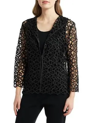 Ming Wang Geometric Cutout Evening Jacket - Black