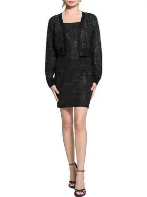 Guess Rhinestone Sweater Dress - Jet Black