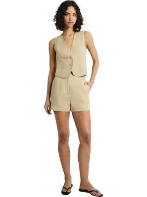 Onia Air Linen Relaxed Vest Jute