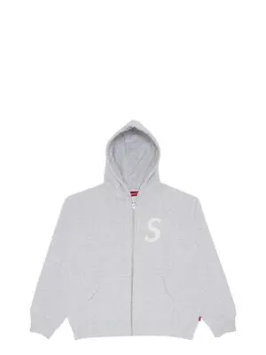Supreme Logo Zip Up Hooded Sweatshirt - Grey