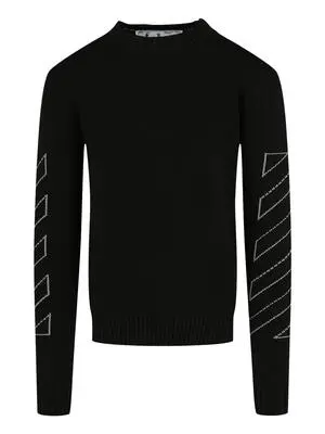 Off-White Diag Outline Knit Crewneck - Black