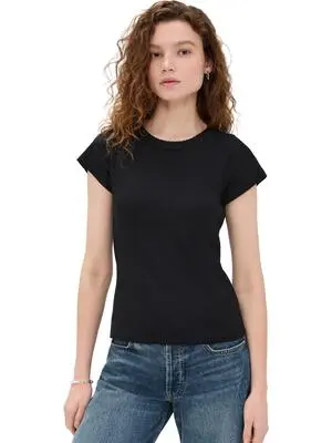 MAREA Pointelle Crew Neck T-shirt - Black