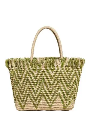Mar Y Sol Bahia Raffia Tote - Emerald