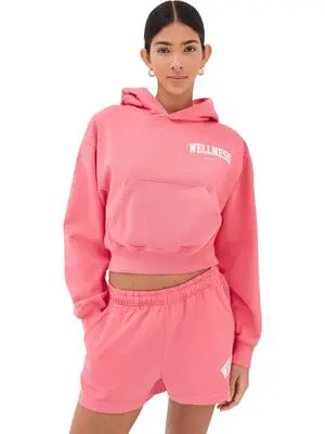 SPORTY & RICH Wellness Ivy Cropped Hoodie - Cotton Candy/white