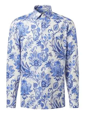 Etro Roma Paisley Linen Shirt - Blue