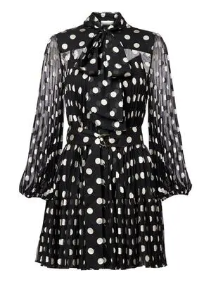 Zimmermann Polka-dot Pleated Minidress - Black