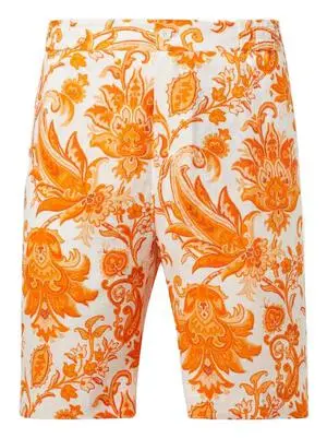 Etro Paisley Linen Bermuda Shorts - Orange