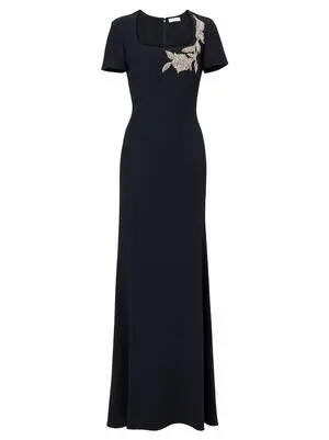 Alexander McQueen Embroidered Crêpe Gown - Black