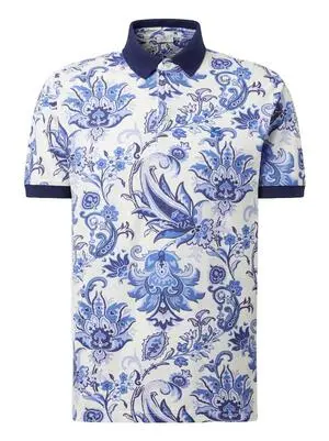 Etro Floral Cotton Piqué Polo Shirt - Blue