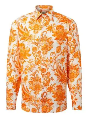 Etro Roma Paisley Linen Shirt - Orange