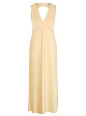 OMNES Satin Maxi Dress With Tie Back - Yellow