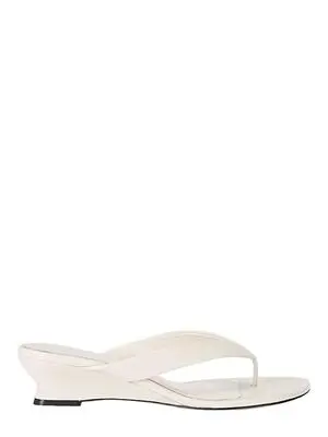 Le Monde Beryl Micro Wedge Thong-strap Leather Sandals - White