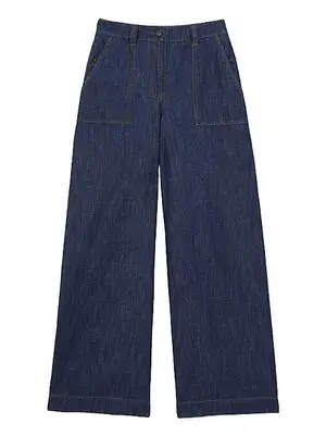REISS Ashby Linen-blend Denim Trousers - Indigo