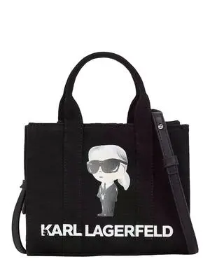 KARL LAGERFELD Ikon Aquarelle Canvas Tote Bag