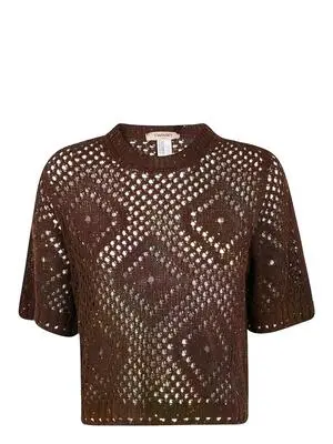 TWINSET Open-knit Short-sleeve Top - Brown