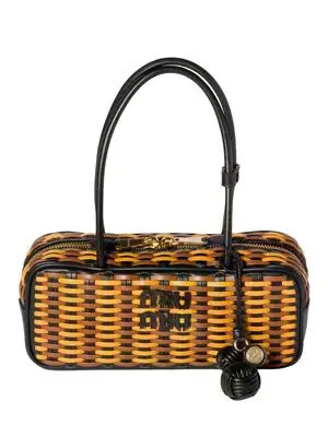 Miu Miu Woven-effect Tote - Brown