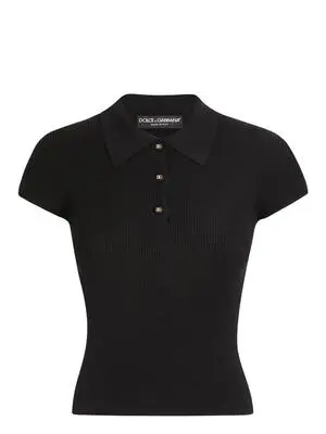 Dolce & Gabbana Ribbed Viscose Polo-shirt - Black