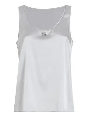 Dolce & Gabbana Satin Tank Top With Dg Logo Pin - Grey