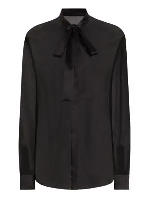 Dolce & Gabbana Chiffon Pussy-bow Shirt - Black