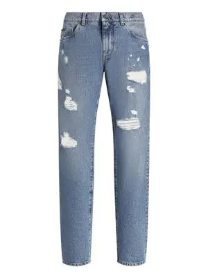 Dolce & Gabbana Classic Cotton Jeans With Logo Tag - Multicolor