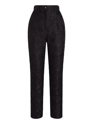 Dolce & Gabbana Tailored Quilted Floral Jacquard Pants - Black