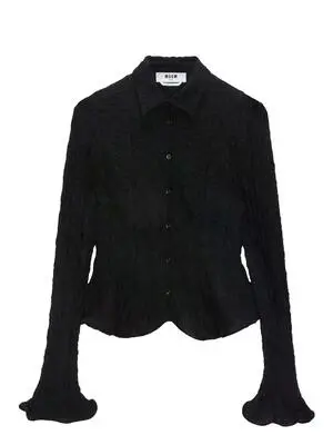 MSGM Crinkle-effect Shirt - Black