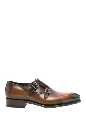 Santoni Leather Monk Shoes - Brown