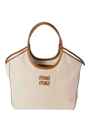 Miu Miu Ivy Canvas Tote Bag - Neutrals