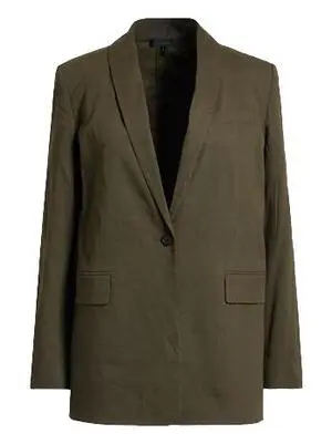 Theory Single-breasted Blazer In Linen Blend - Green