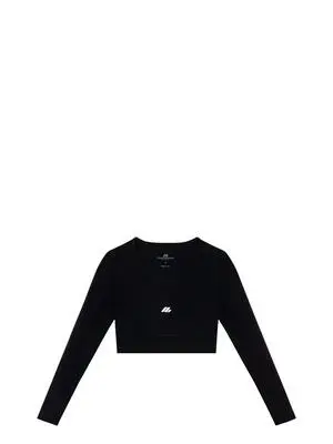 Balenciaga Logo Cropped Top - Black