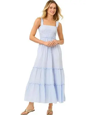 Lilly Pulitzer® Hadly Smocked Maxi Dress - Jacaranda Blue Ltwt Oxford Stripe