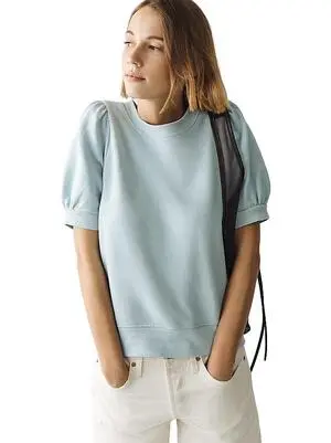 Maeve Maeve Puff-Sleeve Sweatshirt T-Shirt Sky
