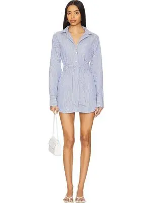 ALL THE WAYS ALL THE WAYS Avalia Mini Shirt Dress With Waist Tie Blue