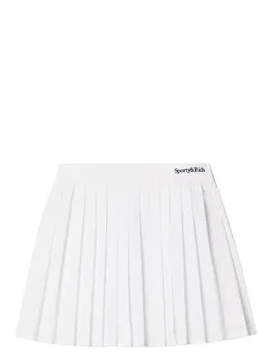 SPORTY & RICH Anae Embroidered Pleated Mini Skirt - White
