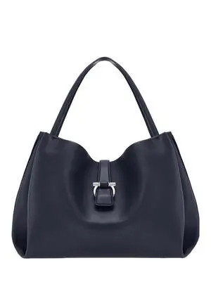 FERRAGAMO Gancini Outline Tote Bag Navy