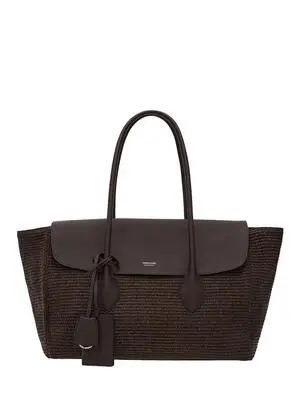 SALVATORE FERRAGAMO East-West Raffia Tote Bag