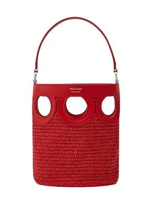 FERRAGAMO FERRAGAMO Gancini Outline Bucket Bag Xs Red