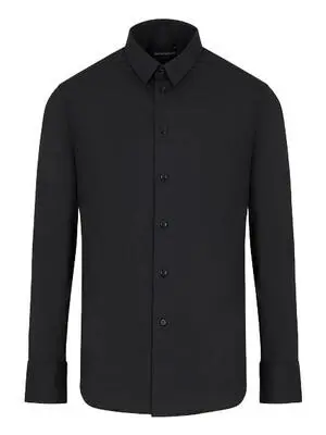 Emporio Armani Stretch Cotton Poplin Shirt - Black