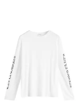 SECOND / LAYER Destroyed Skate Wave Long Sleeve T-shirt - White
