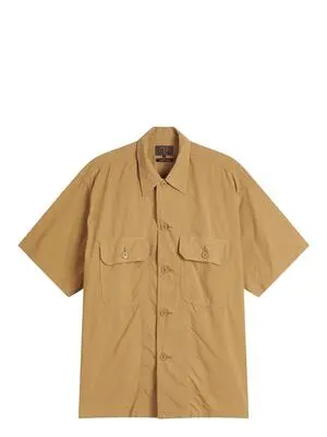 BEAMS Textured Ripstop Short Sleeve Shirt - Khaki