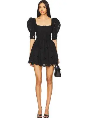 For Love & Lemons Daisy Eyelet Belted Mini Dress - Black
