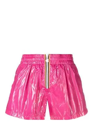 K-WAY High-shine Zip-up Shorts - Pink
