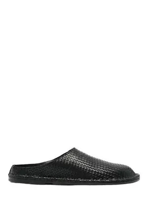 BUTTERO® Woven Leather Slippers - Black