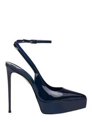 LE SILLA Uma Patent Leather Platform Pumps - Blue