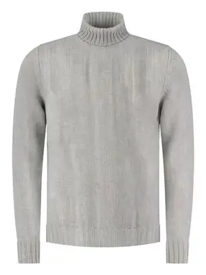 Fedeli Ribbed Roll Neck Sweater - Grey