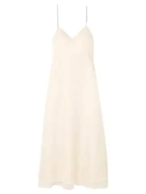 RÓHE Tie-back Lace-trimmed Silk Maxi Dress - Cream
