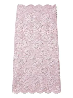 Rabanne Scalloped Metallic Stretch-lace Midi Skirt - Pink