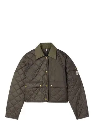 Moncler Moncler Chitre Cropped Padded Quilted Shell Jacket Dark Green