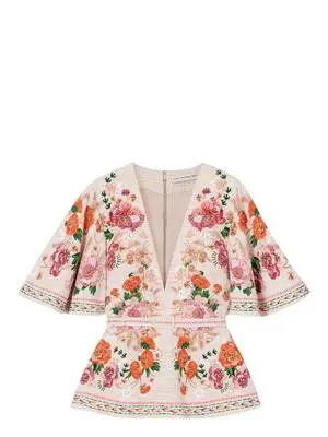 MARY KATRANTZOU Printed Jersey 'fleurie' Blouse - Pink